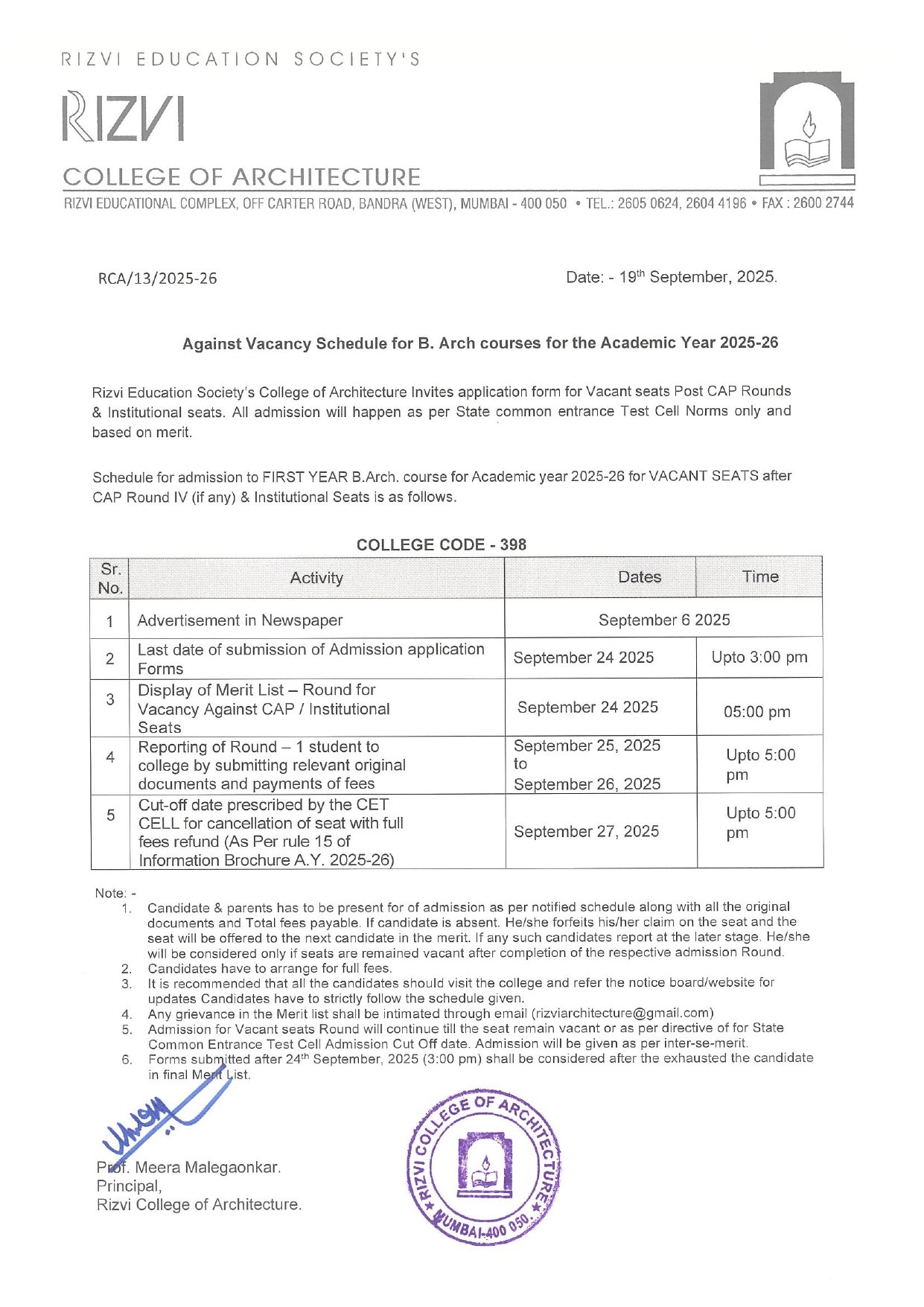 B.Arch - Rizvi College of Architecture